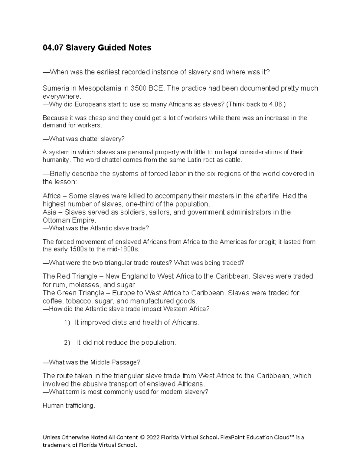 04 07 guided notes osting - 04 Slavery Guided Notes —When was the ...