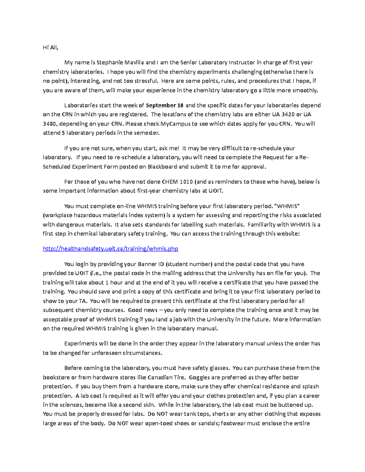 First lab Info F18 - Lab - Hi All, My name is Stephanie Mavilla and I ...