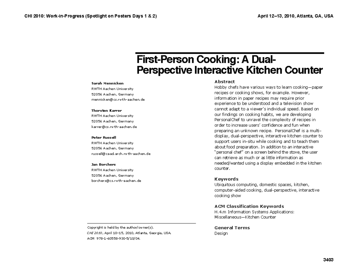 First-person cooking - 1519 - First-Person Cooking: A Dual- Perspective ...