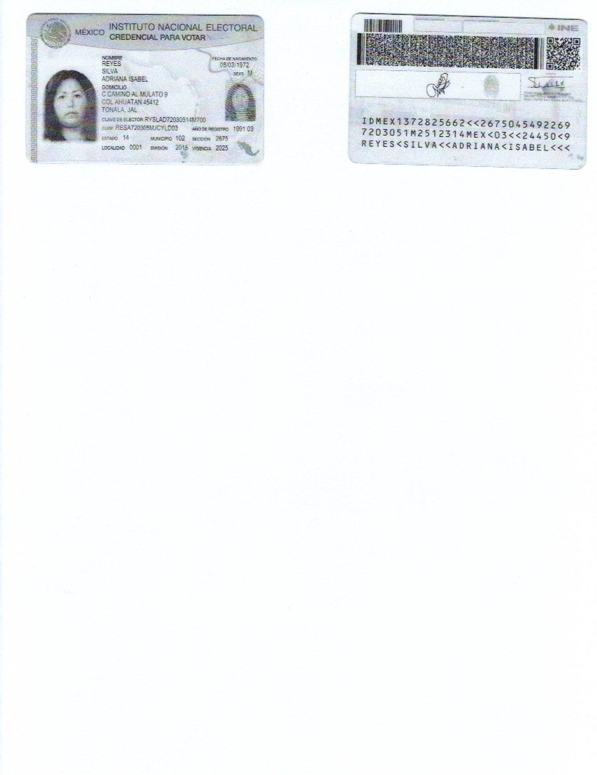 INE AVAL - jjj - MÉXICO INSTITUTO NACIONAL ELECTORAL INE CREDENCIAL PARA VOTAR NOMBRE FECHA DE ...