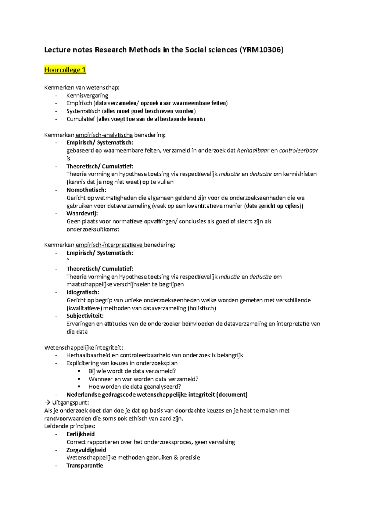 Lecture notes Research Methods in the Social sciences - Leidende ...