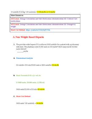 Math 2 - Med surg II critical care dosage calculations practice ...