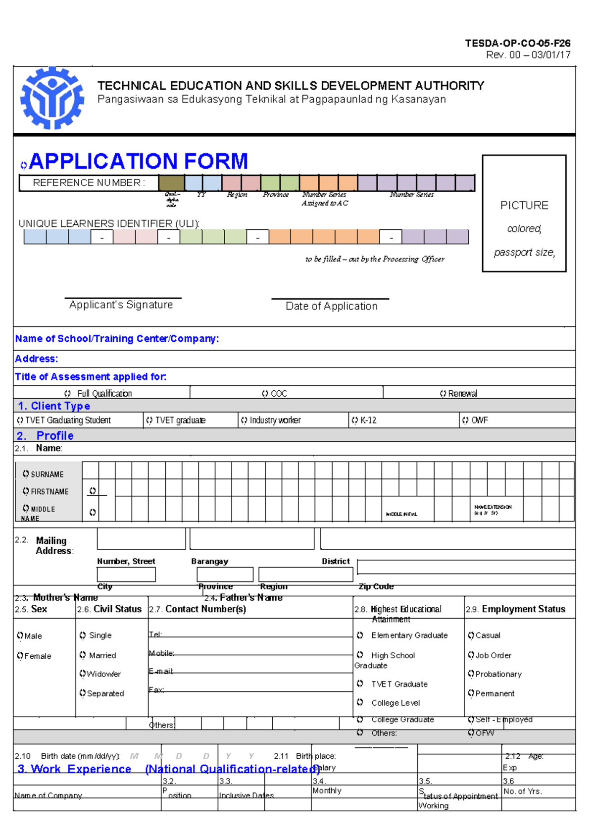 Competency Assessment Form - Salary Exp . Rev. 00 – 03 /01/ 17 ...