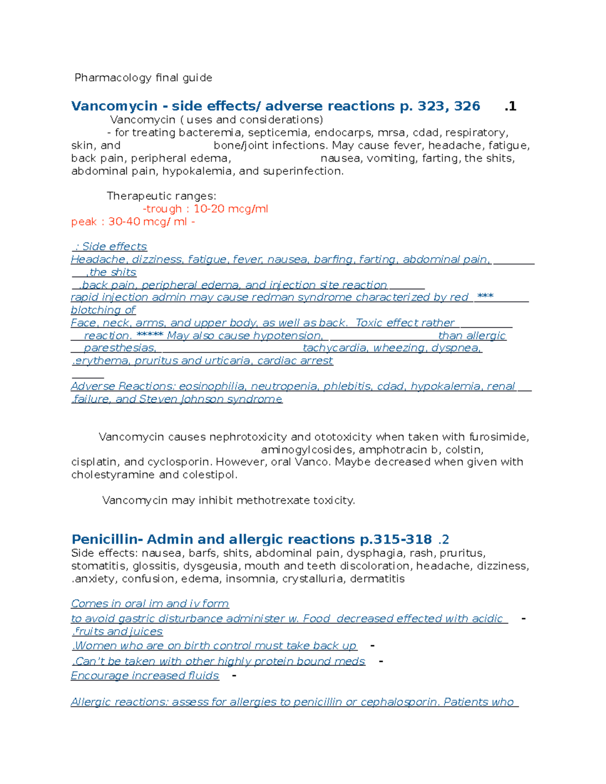 EXAM Final review 1 COMMUTITIVE GUIDE - Pharmacology final guide ...