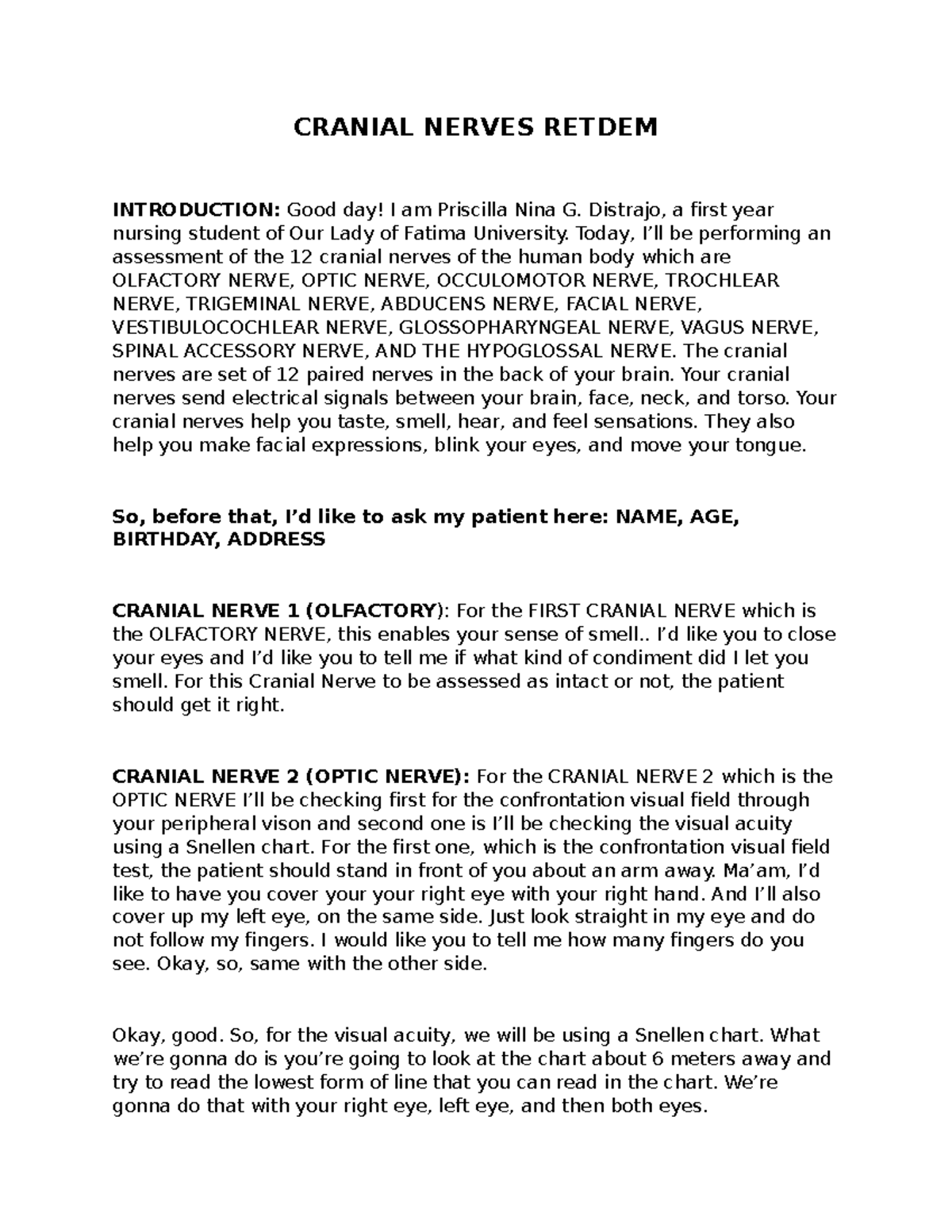 Cranial Nerves Retdem - WUGFELIWUGLWIEF - CRANIAL NERVES RETDEM ...
