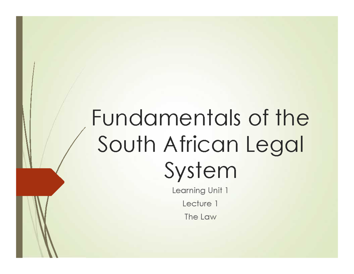 Learning Unit 1 The Law - very helpful notes for chapter 1. covers ...