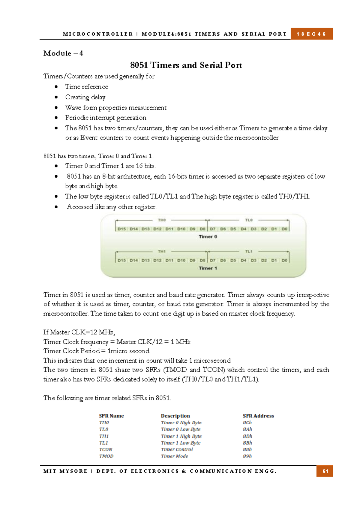 Module 4 - 8051 Timers and Serial Communication Updated - M I C R O C O ...
