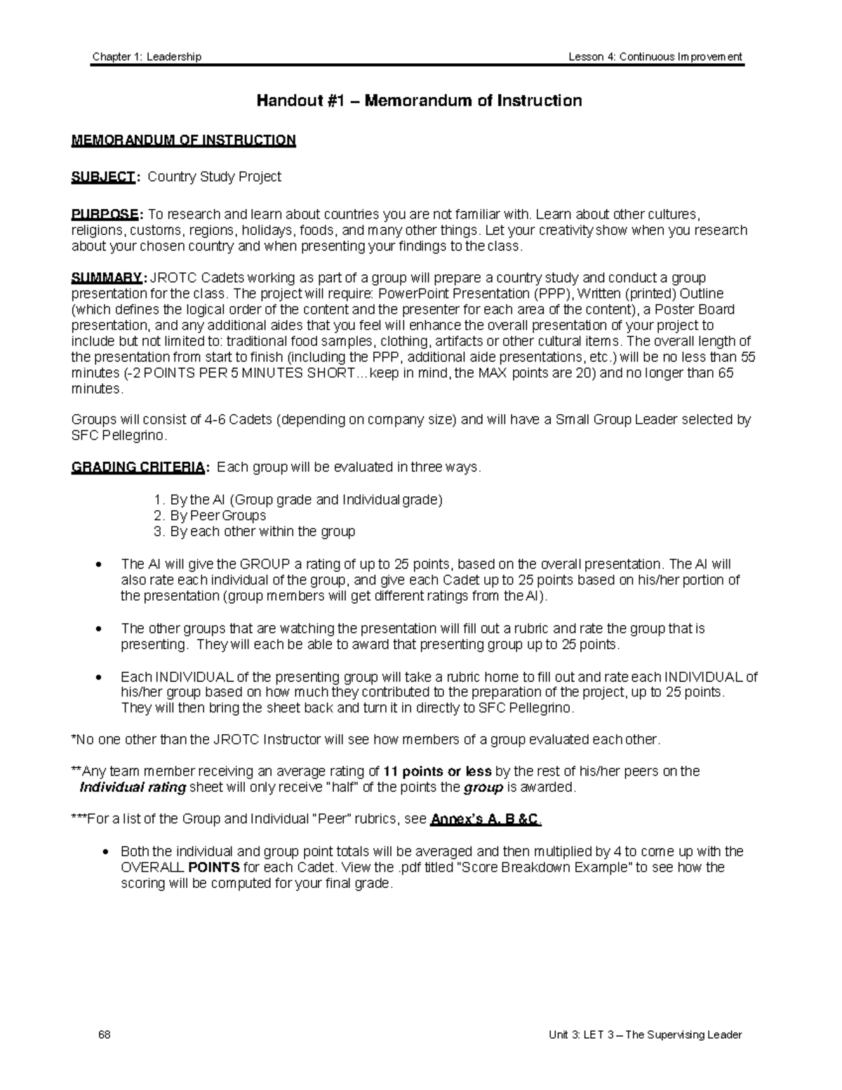 View Handout PDF - Handout #1 – Memorandum of Instruction MEMORANDUM OF ...