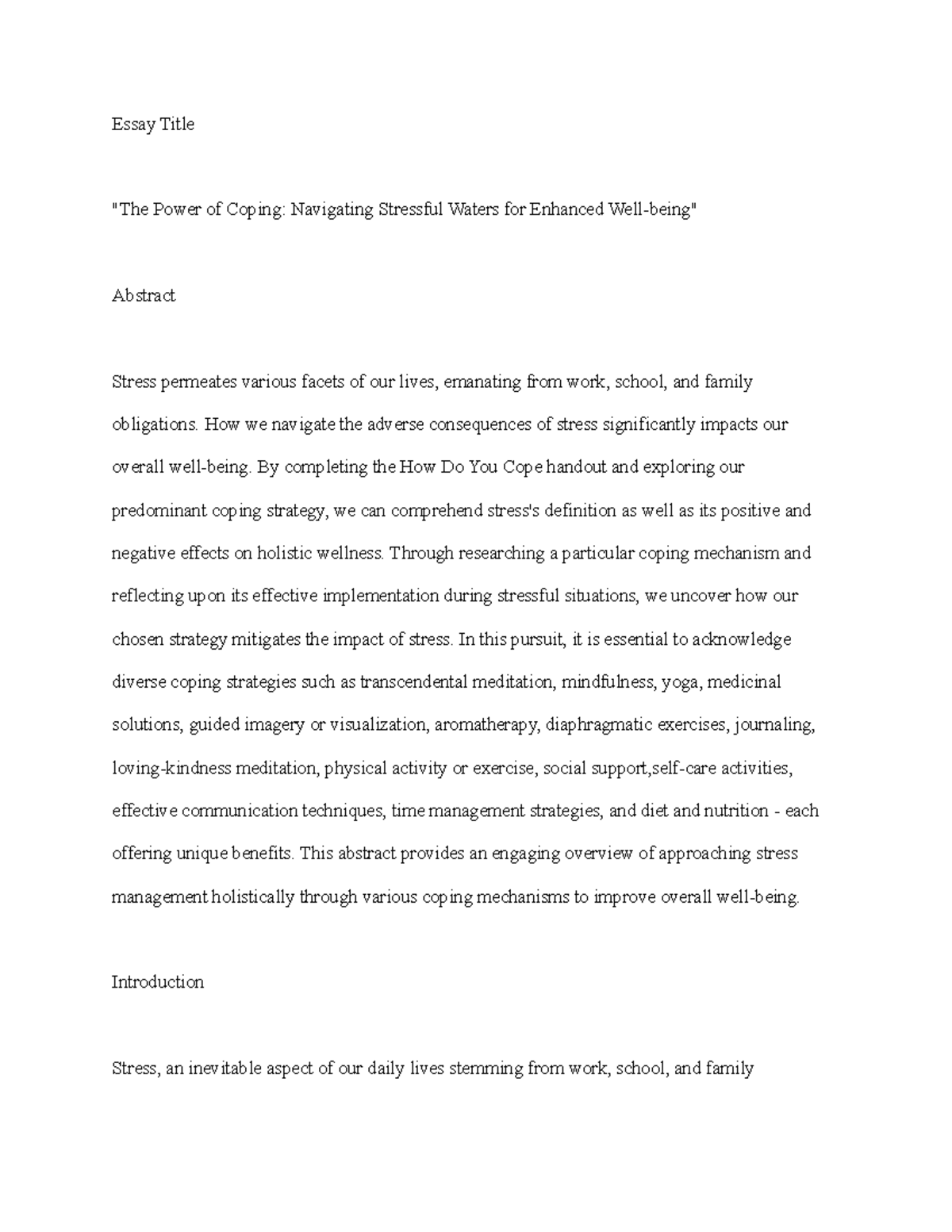 The Power of Coping Navigating Stressful Waters for Enhanced Well-being ...