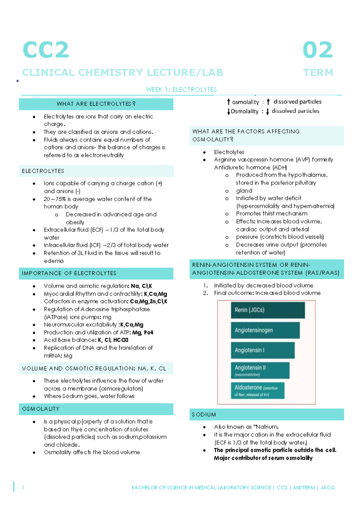 CC2 Midterm 1 - cc2 - CC2 02 CLINICAL CHEMISTRY LECTURE/LAB TERM WEEK 1 ...