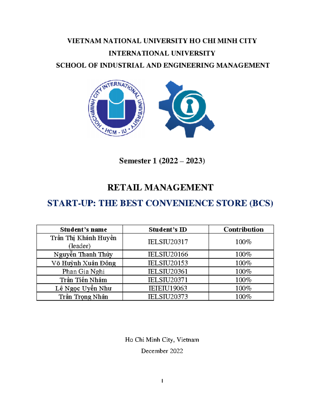 [ Report] Retail Management - Group 8 - VIETNAM NATIONAL UNIVERSITY HO ...