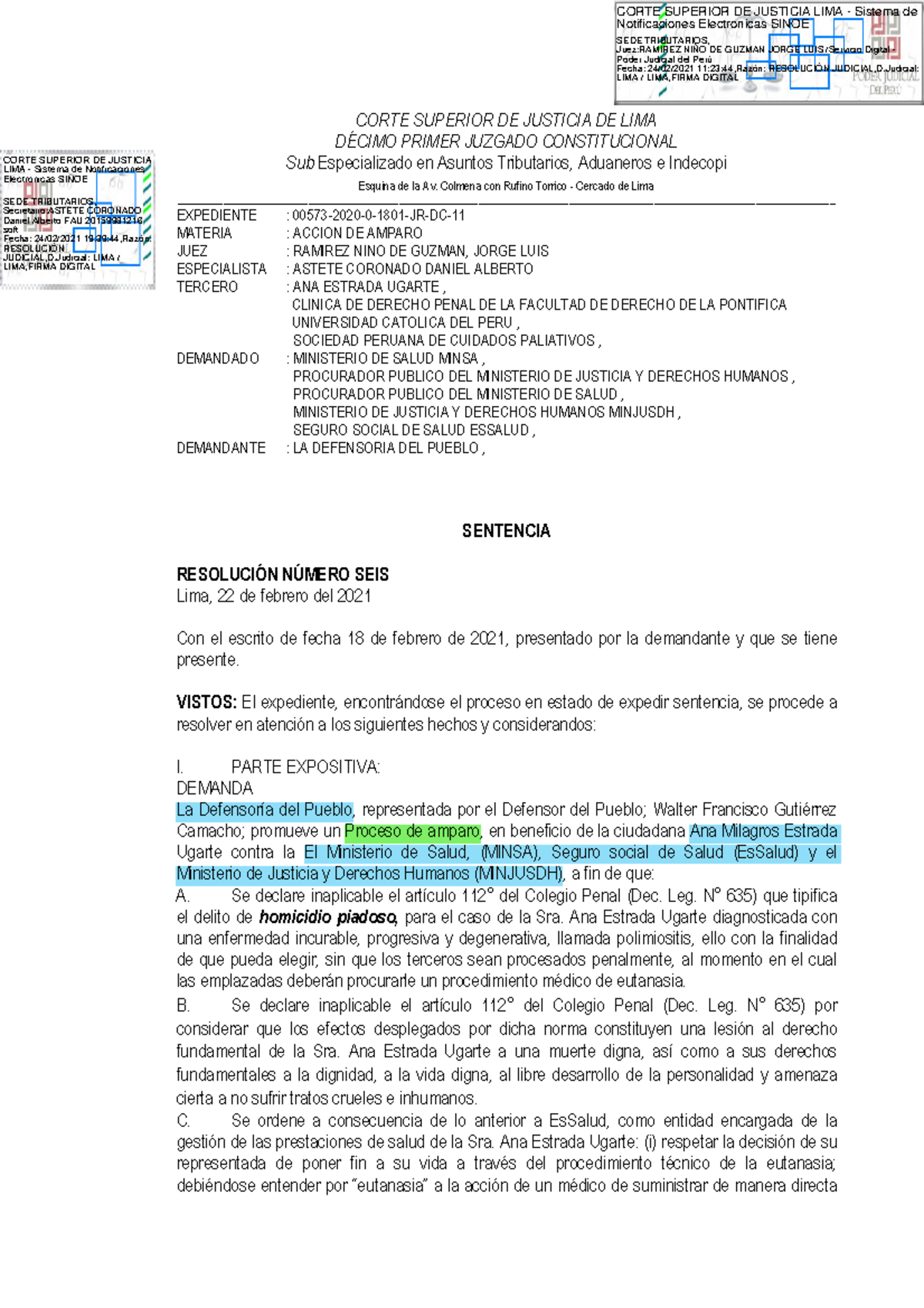 Sentencia Resaltada - CORTE SUPERIOR DE JUSTICIA DE LIMA DÉCIMO PRIMER ...