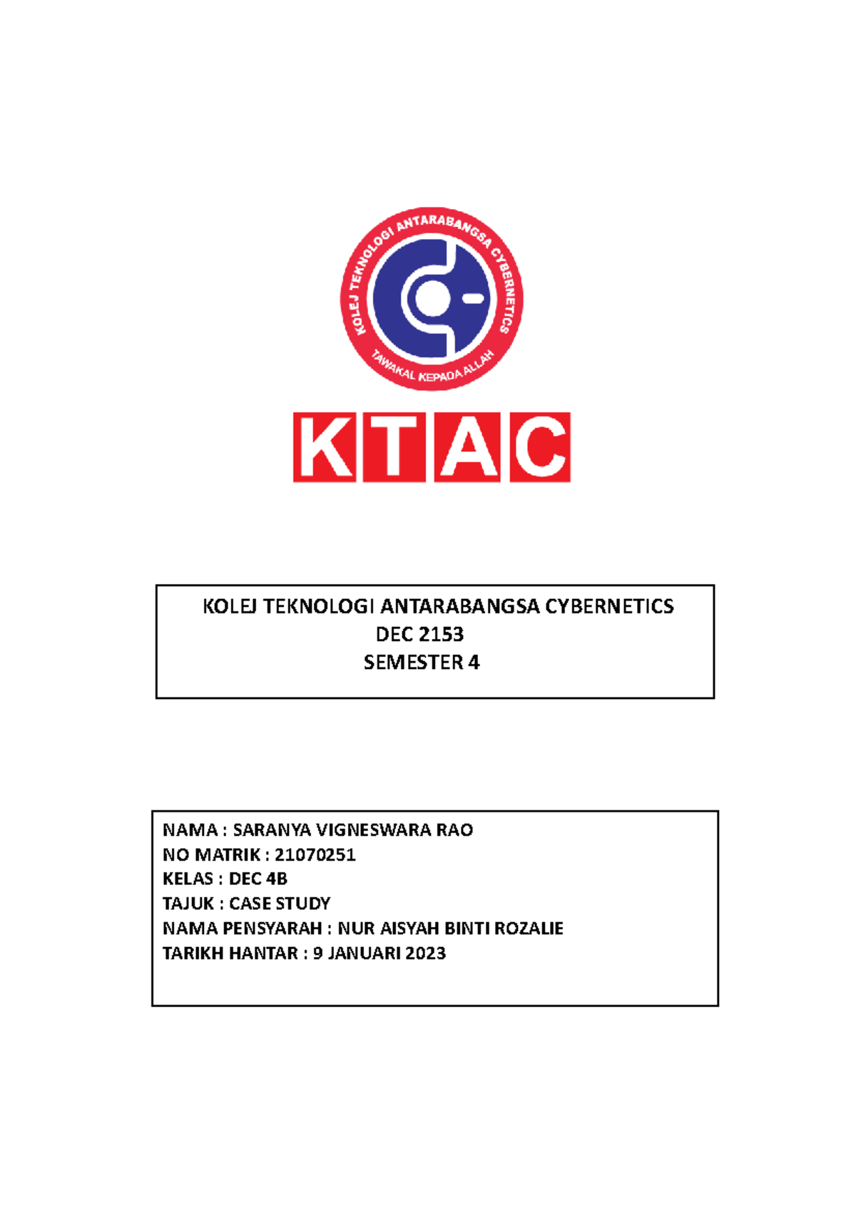 DEC2153 - social in early childhood - KOLEJ TEKNOLOGI ANTARABANGSA ...