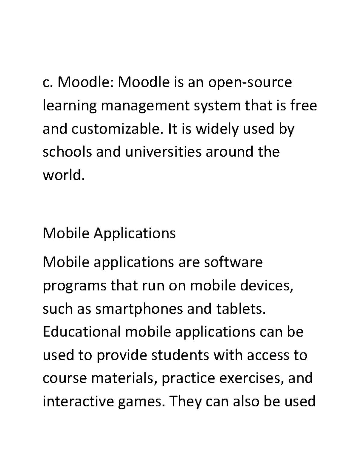 Forms of educational technology part 2 - c. Moodle: Moodle is an open ...