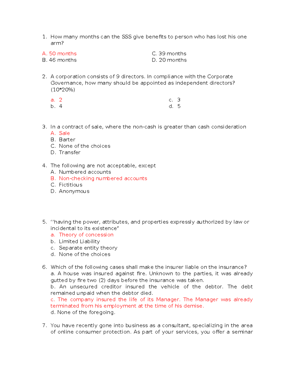 RFBT Cpale SELF-TEST - How many months can the SSS give benefits to ...