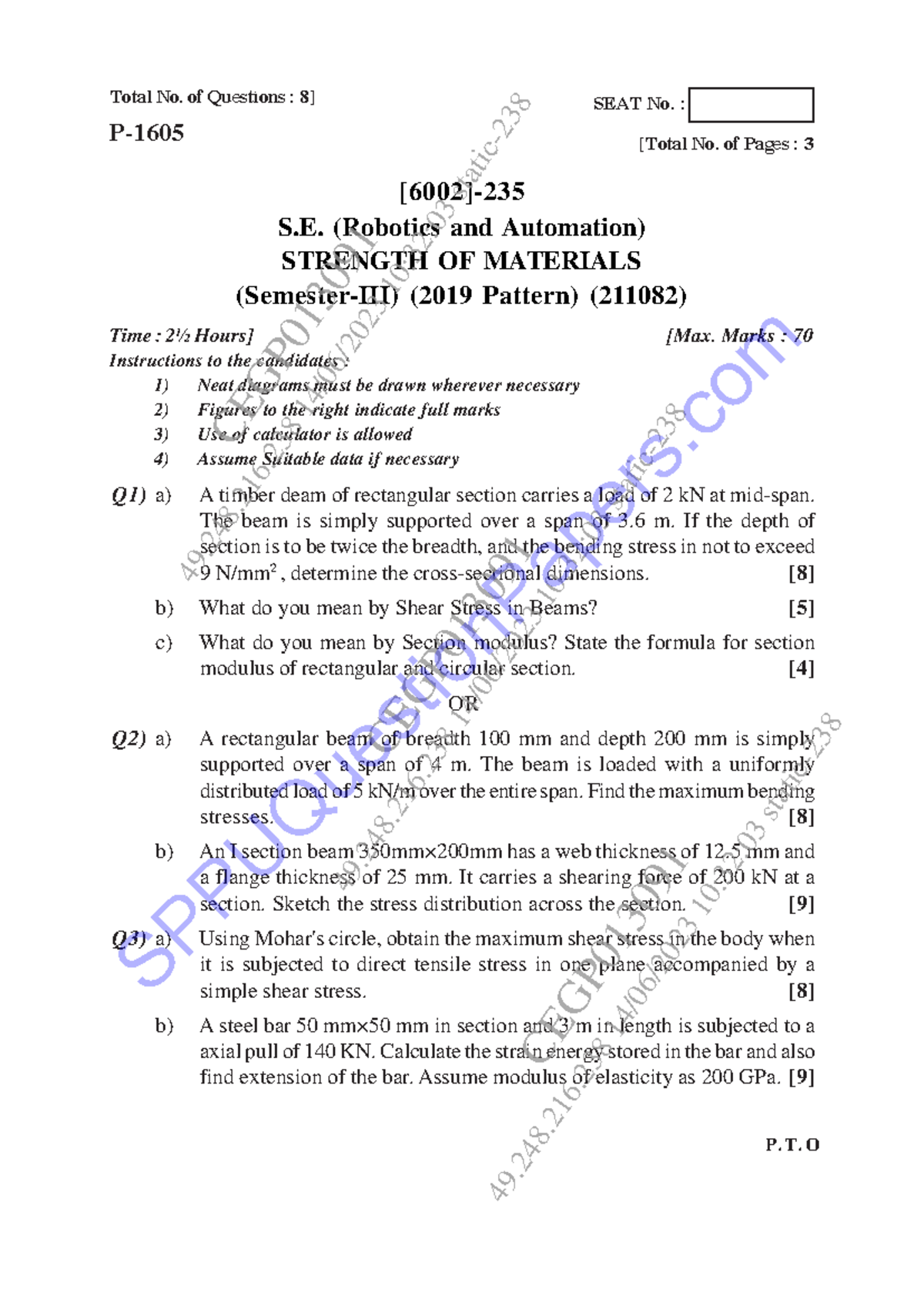 Be robotics-and-automation semester-3 2023 may strength-of-materials-som-pattern-2019 - Total No ...