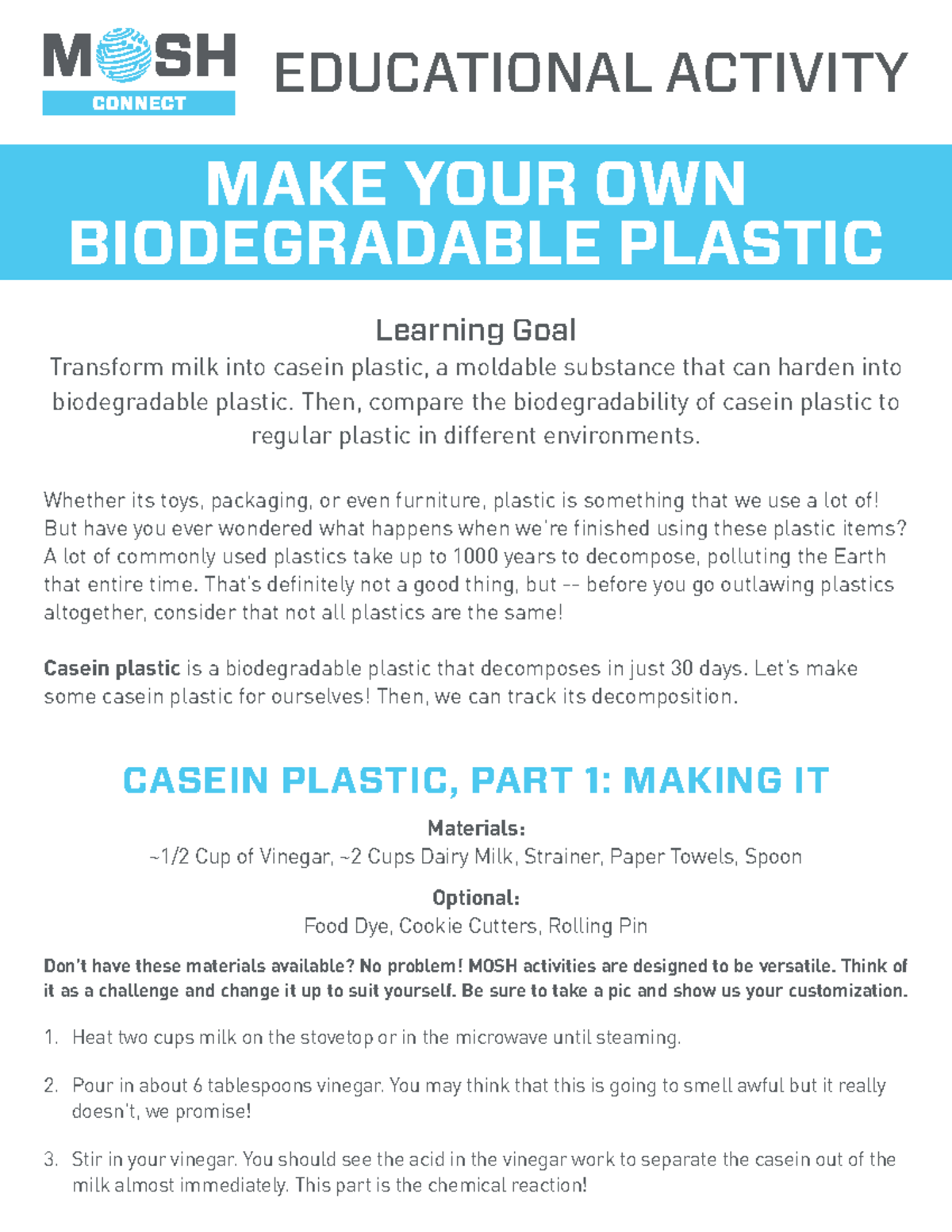 Biodegradable Plastic Activity Sheet - EDUCATIONAL ACTIVITY MAKE YOUR ...