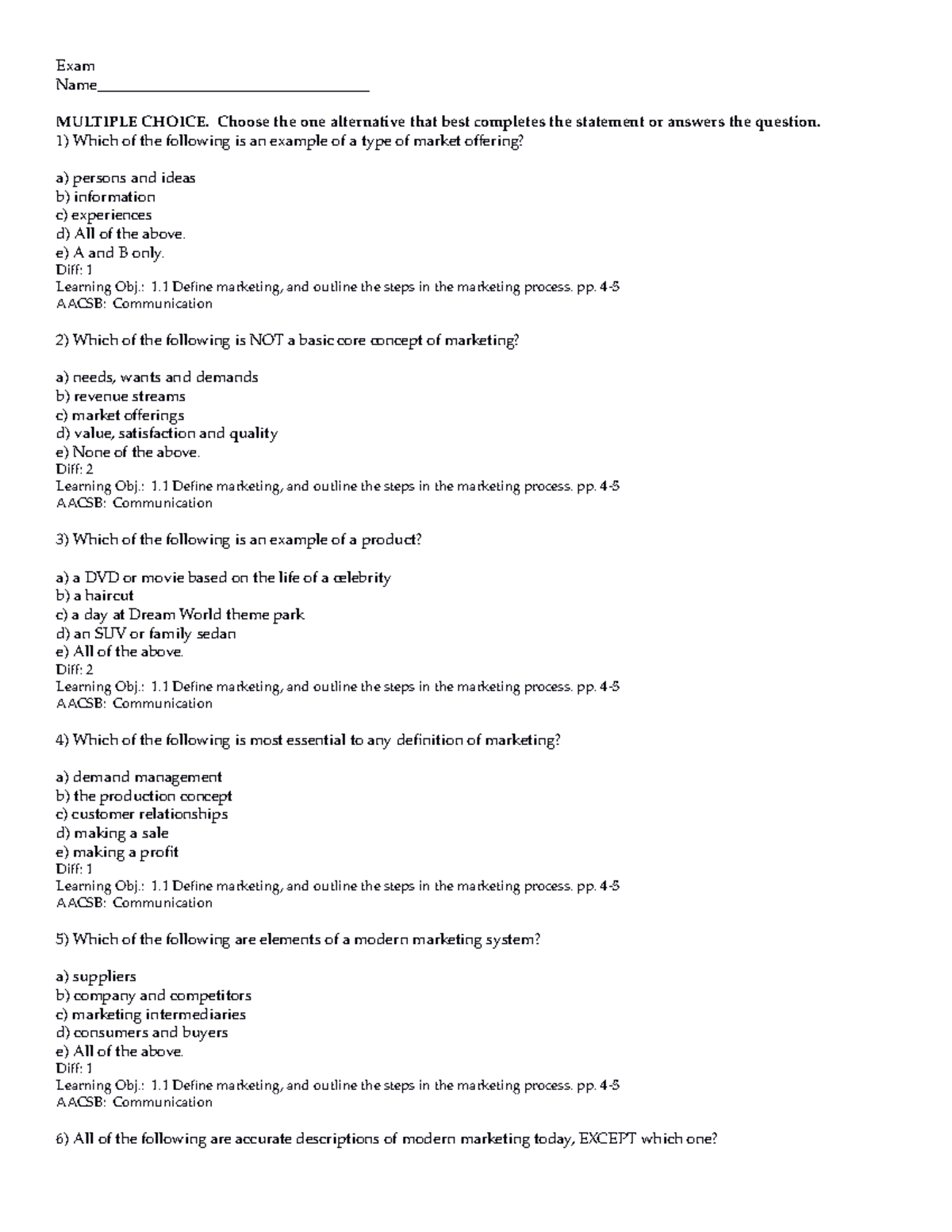 Test 2019, questions - Exam Name ...