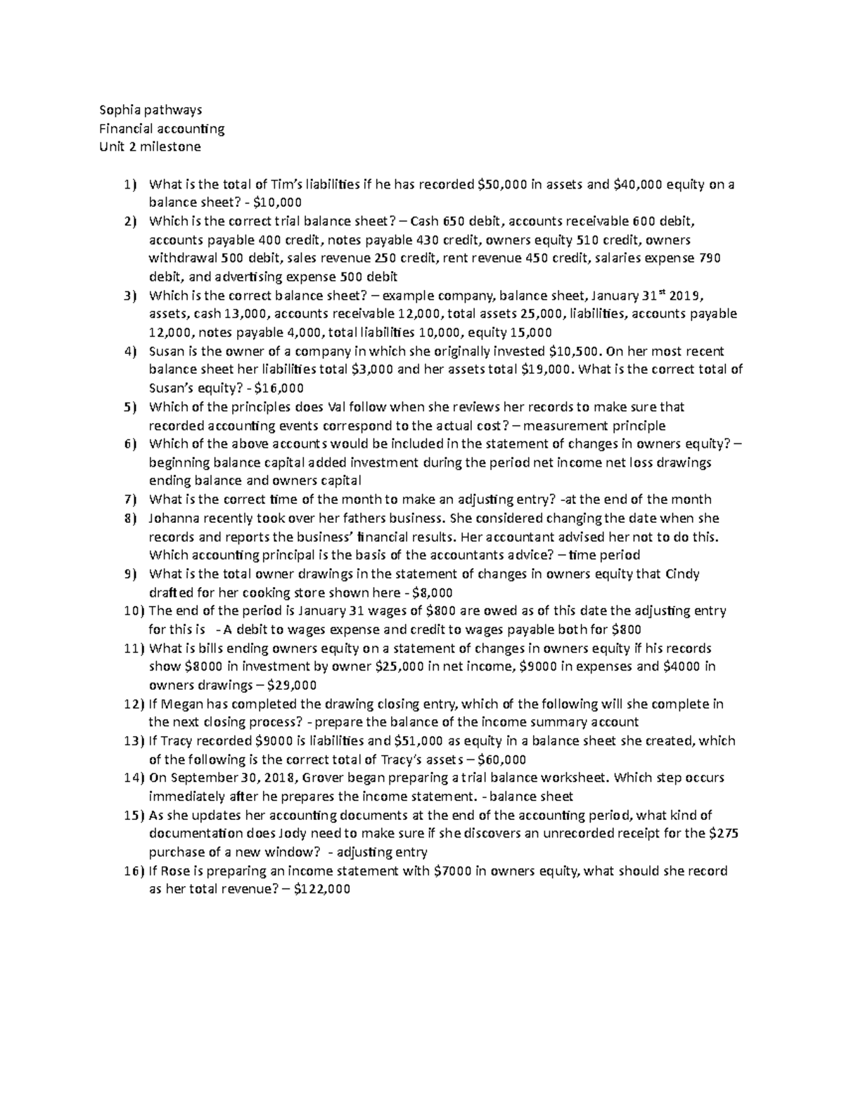 Sophia financial accounting pathway 2 - Sophia pathways Financial ...