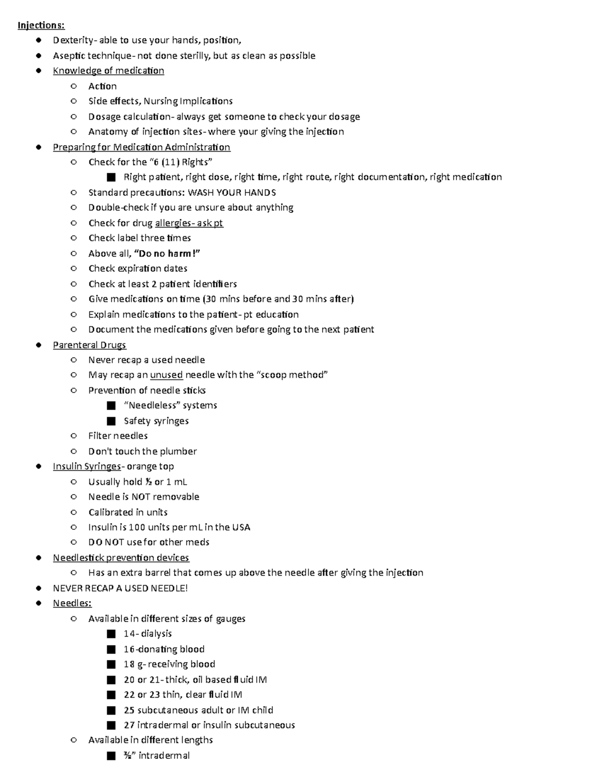 Injections - Lewis' Medical Surgical Nursing notes - Injections ...