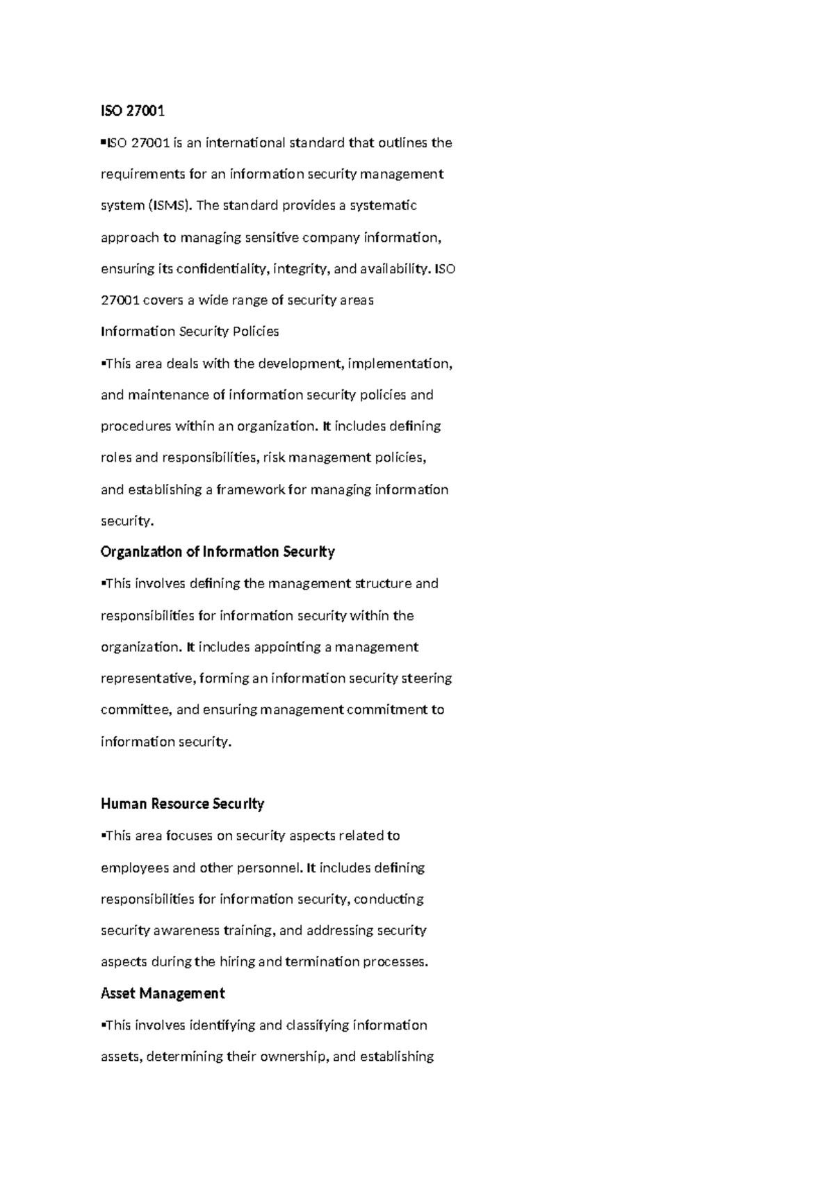 ISO 27001 - iso21000 - ISO 27001 ISO 27001 is an international standard ...