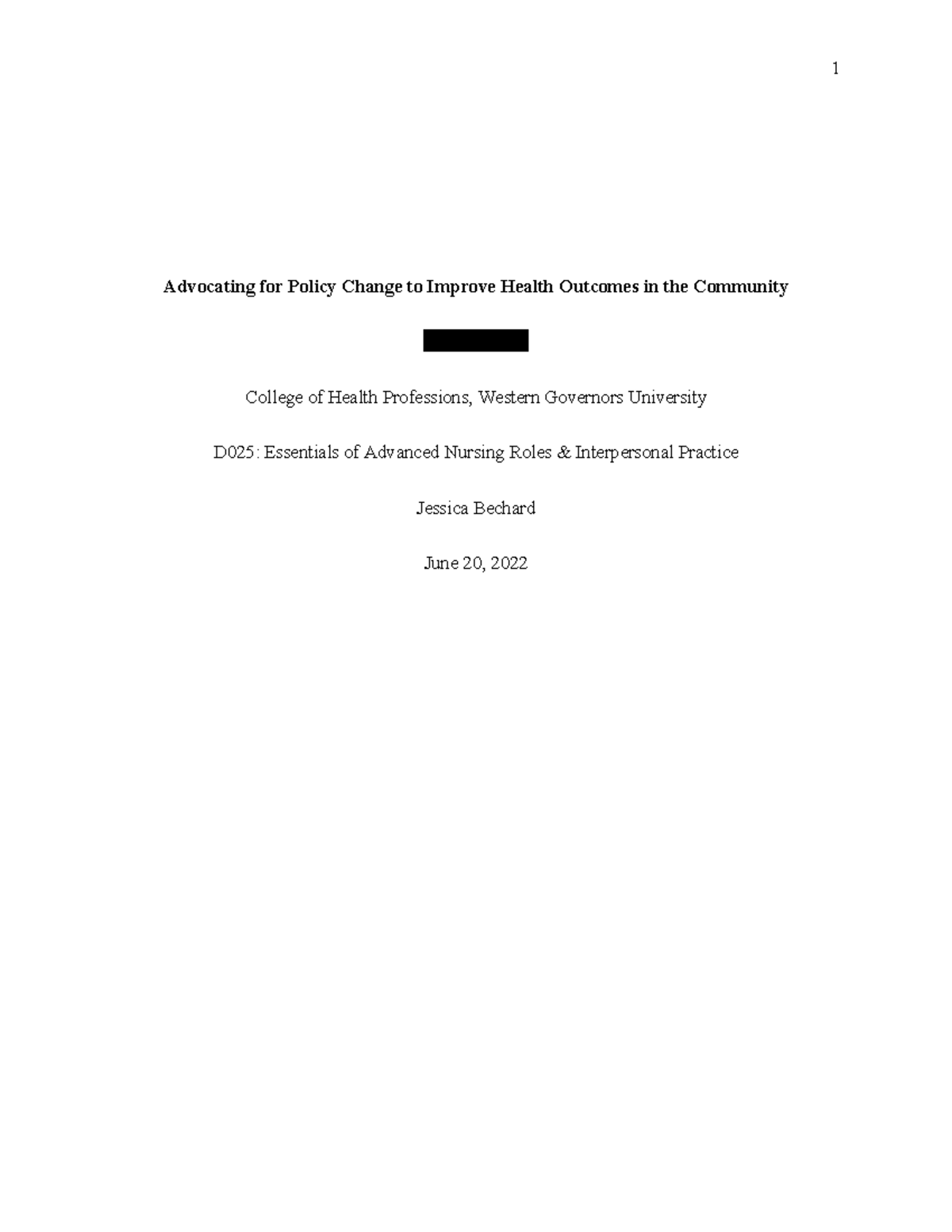 AWM2 D025 - Final Paper Submission - Advocating for Policy Change to ...