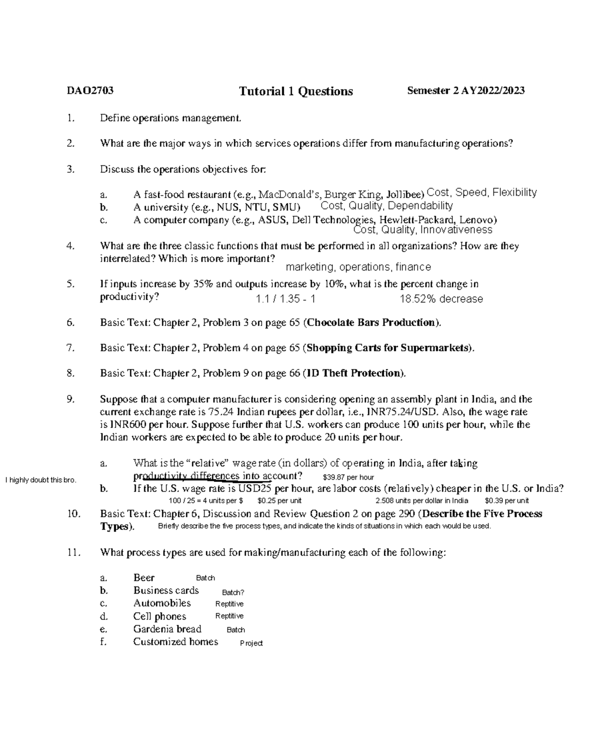 Tutorial 1 Questions - DAO2703 Tutorial 1 Questions Semester 2 AY 2022 /202 3 Define operations ...