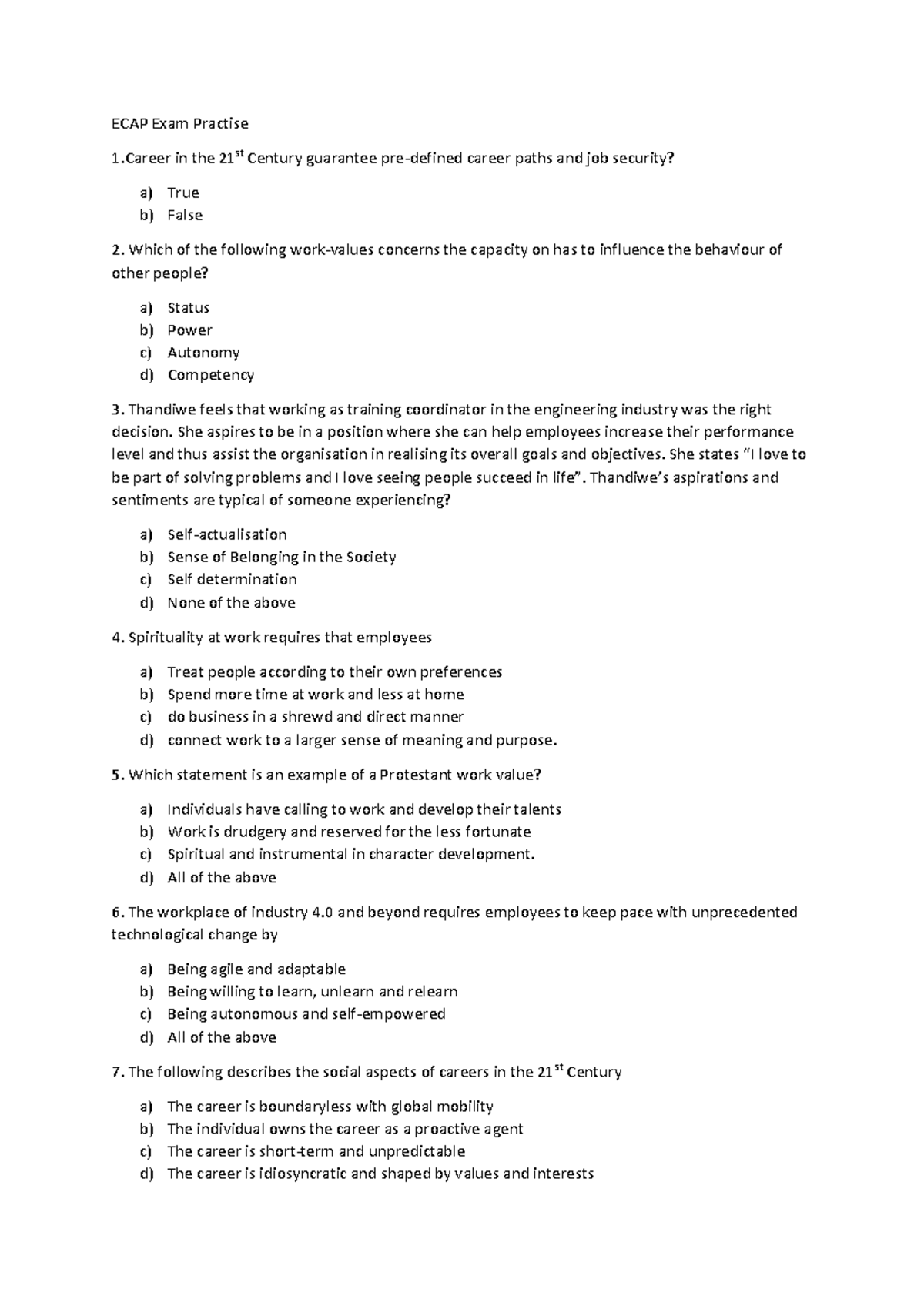 Mthedoe - ECAP QUIZ practice - ECAP Exam Practise 1 in the 2 1 st ...