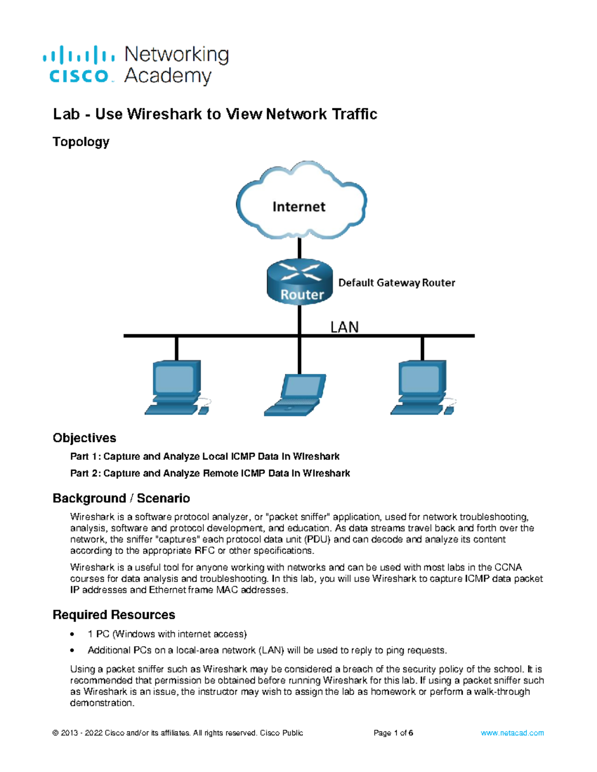 3.7.10 Lab - Use Wireshark to View Network Traffic - Topology ...