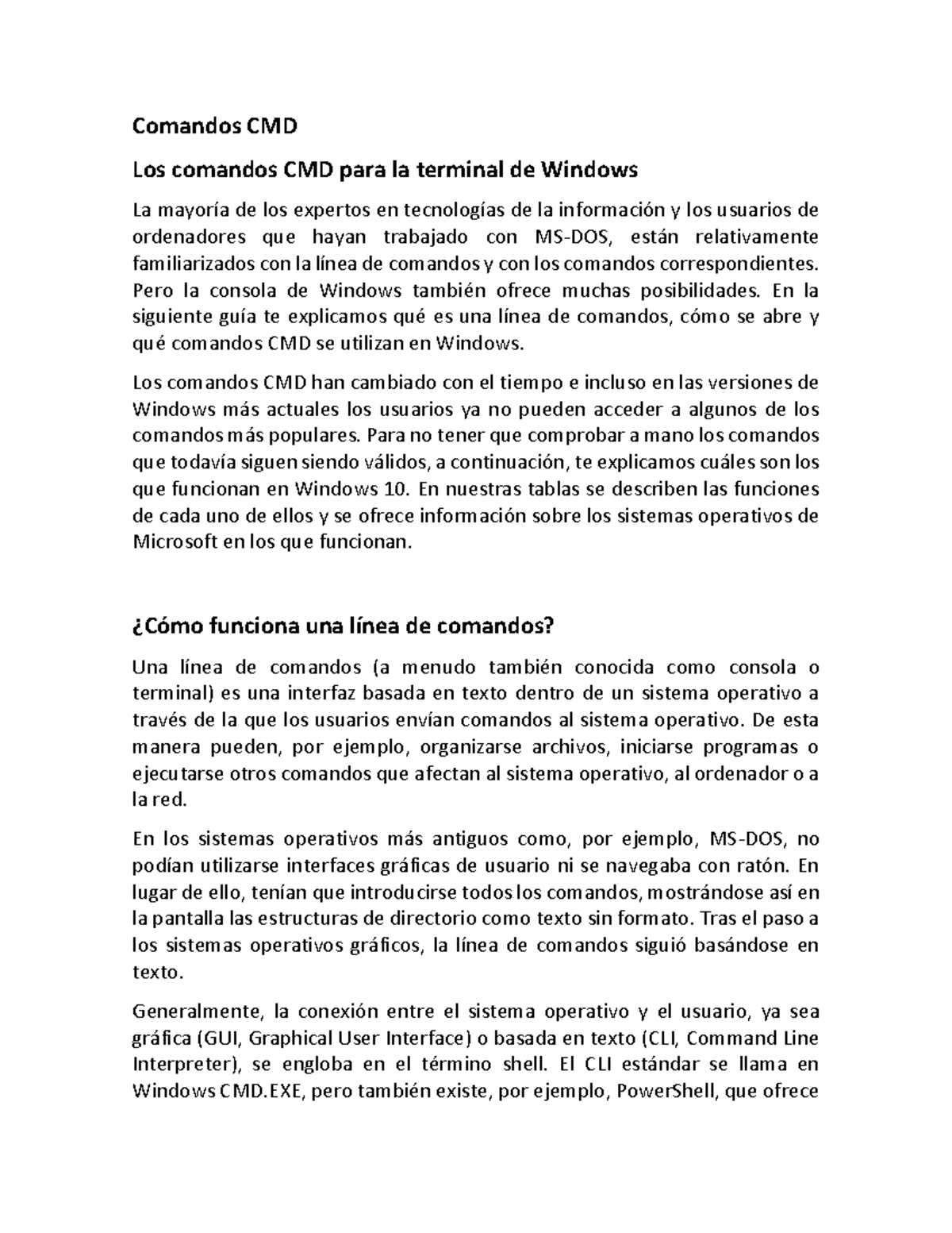 Linea de comandos - Lllll - Comandos CMD Los comandos CMD para la ...