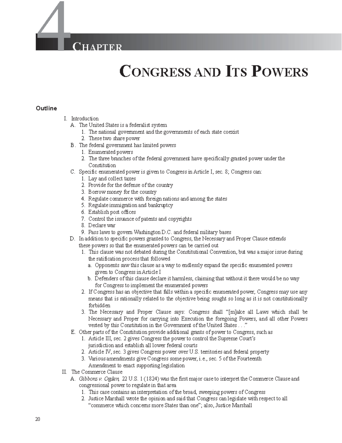 Ch04 Congress and Its Powers - 4 CHAPTER CONGRESS AND ITS POWERS ...