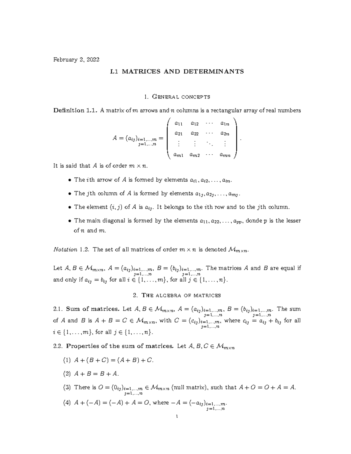 Ch1-1 matrices ingles - qwfdvfvfvefvevfevevefv - February 2, 2022 I ...