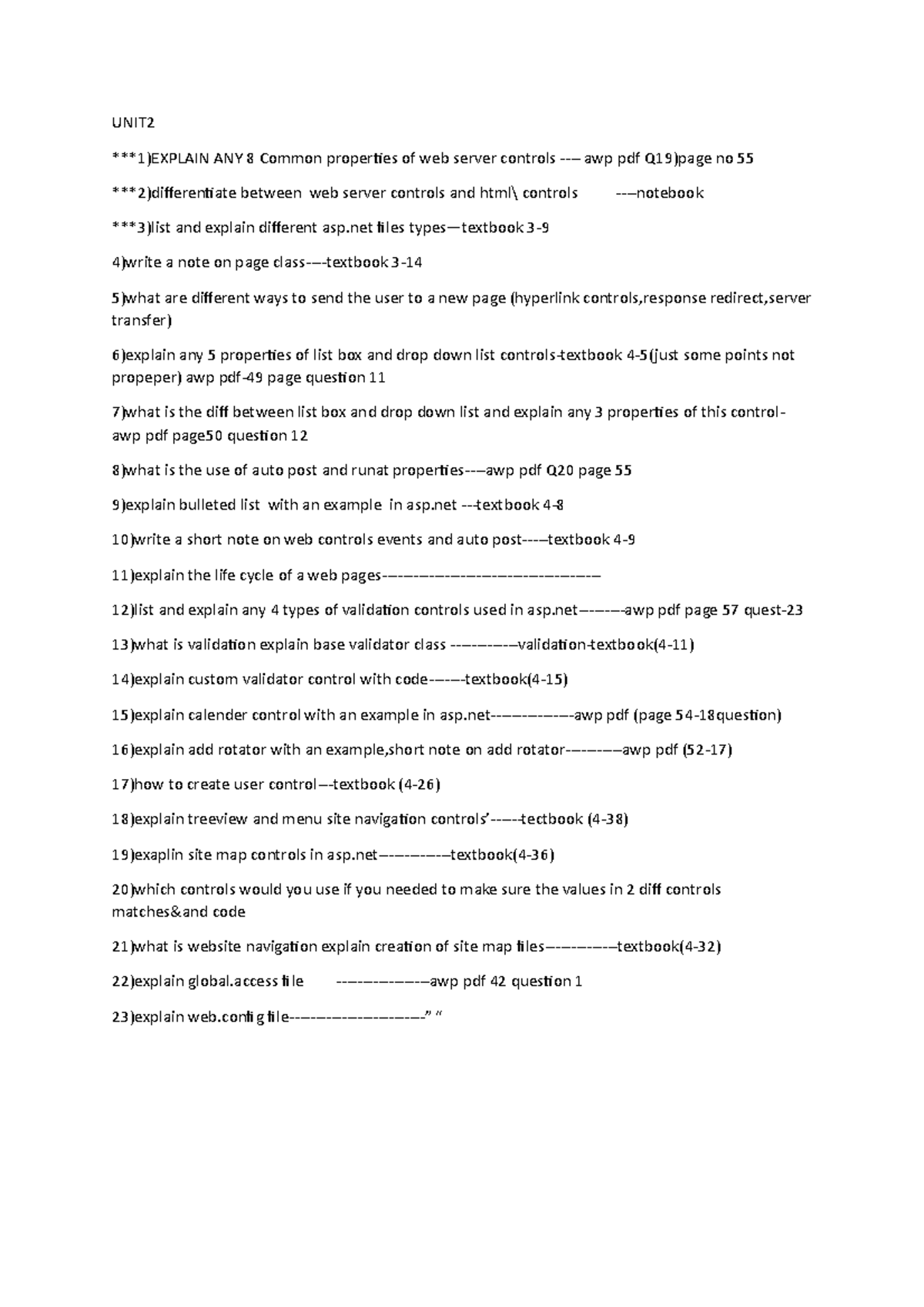 Awp question bank' - intresting - UNIT ***1)EXPLAIN ANY 8 Common ...