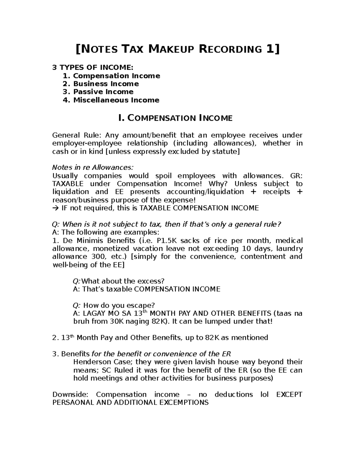 325475234 Notes on Income Taxation Part 1 - [NOTES TAX MAKEUP RECORDING ...