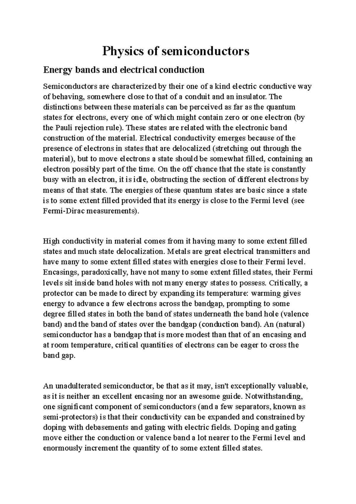 Physics of semiconductors - Physics of semiconductors Energy bands and electrical conduction ...