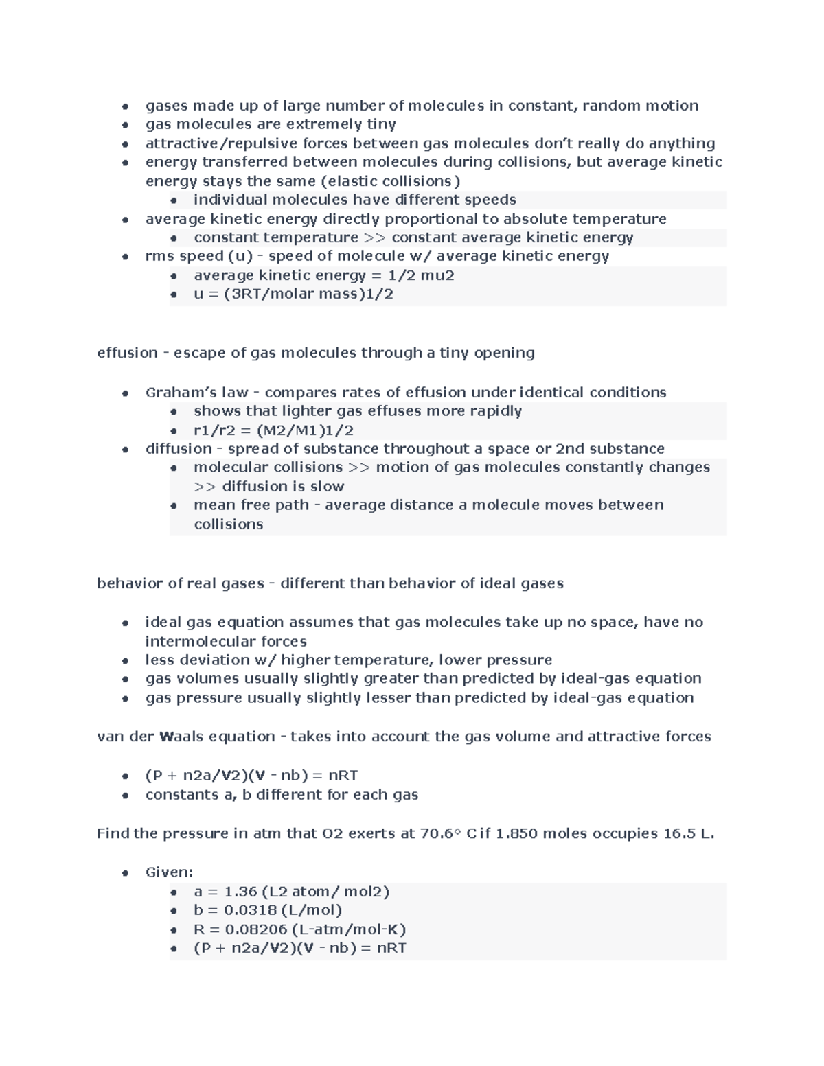 Unit 3 Deviation from ideal gas law - gases made up of large number of ...