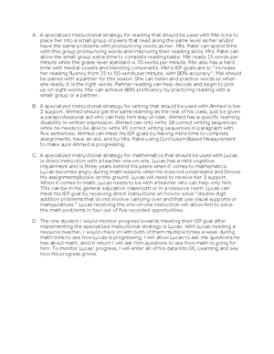D096 Task 1 - A. Growing up, it was always imperative that I focused on ...