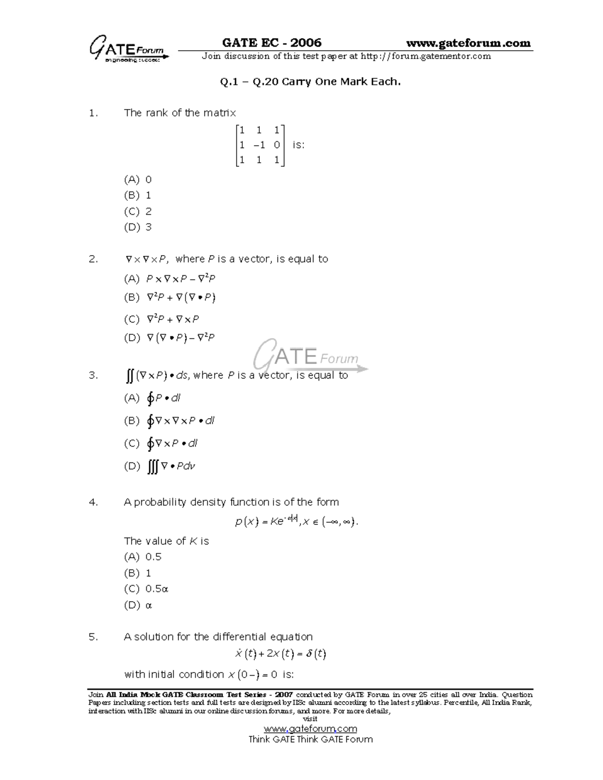 2006 - Sample GATE - - Studocu