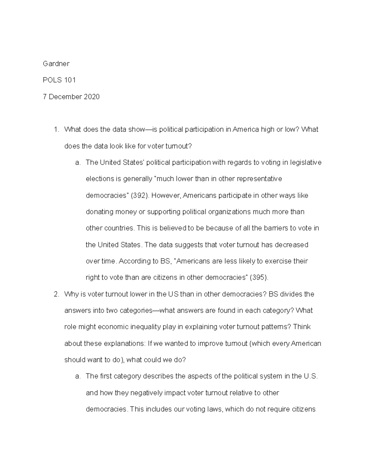 POLS 101 Ch 11 RQs - Study Questions from textbook answered. - Gardner ...