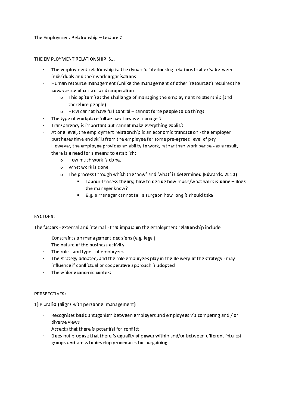 2. The Employment Relationship - .. The employment relationship is: the ...