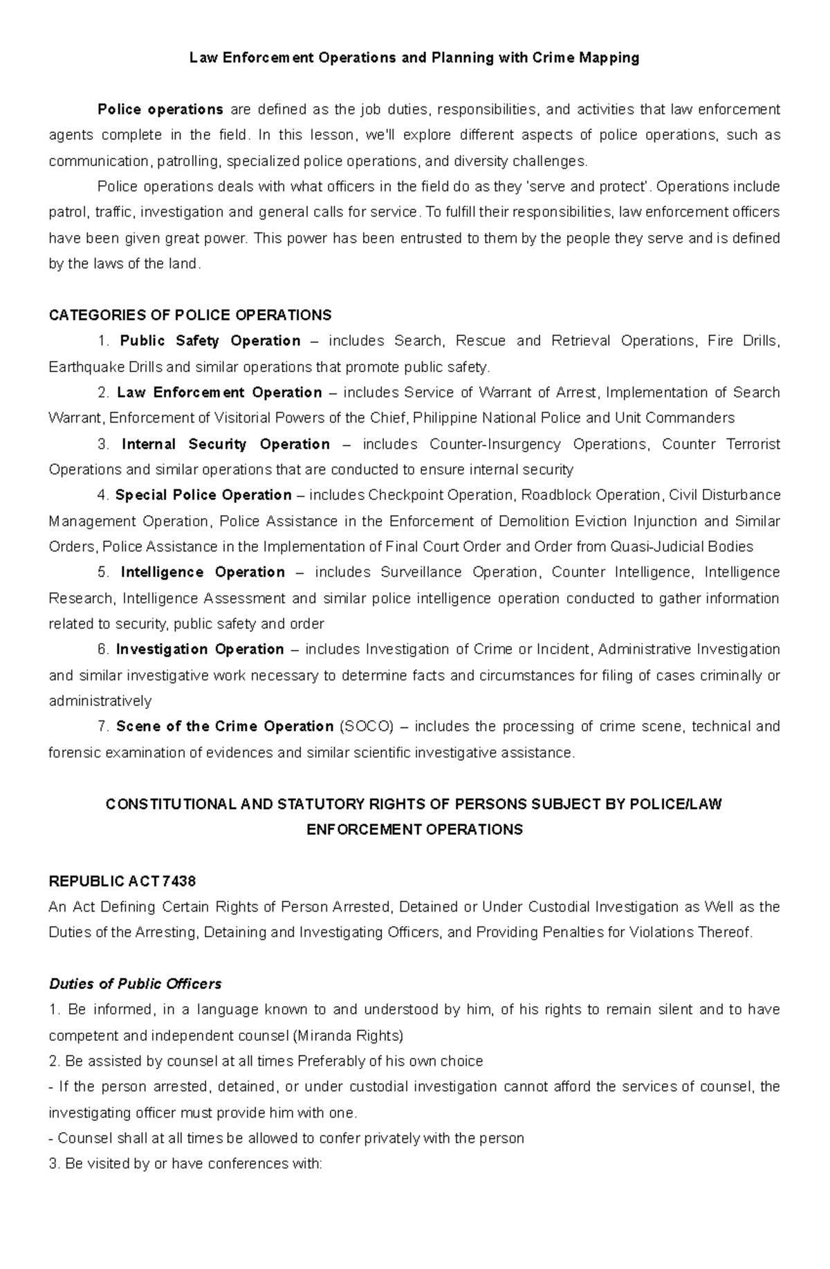 Law Enforcement Operations And Planning With Crime Mapping 1 In This