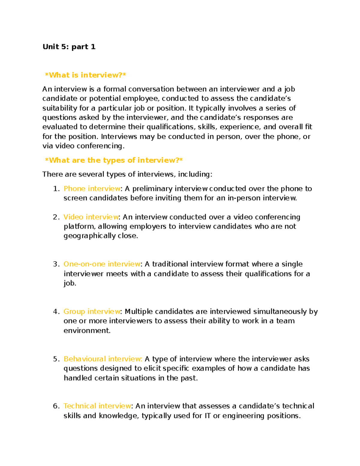 Research Methodology - Unit 5: part 1 What is interview? An interview ...