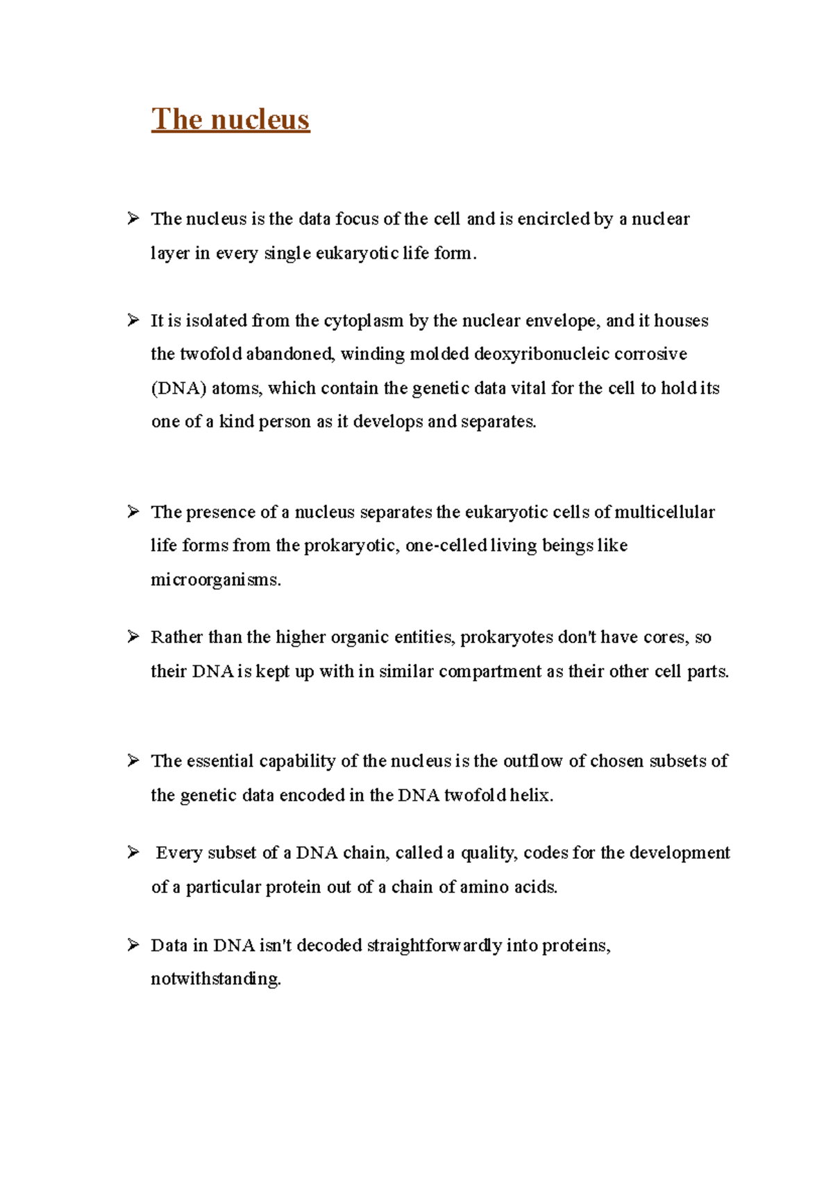 The nucleus - Useful lecture notes - The nucleus The nucleus is the ...