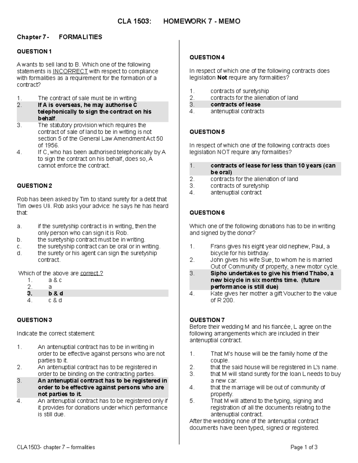CLA-1503-Chapter-7-Formalities-Memo - CLA 1503: HOMEWORK 7 - MEMO ...