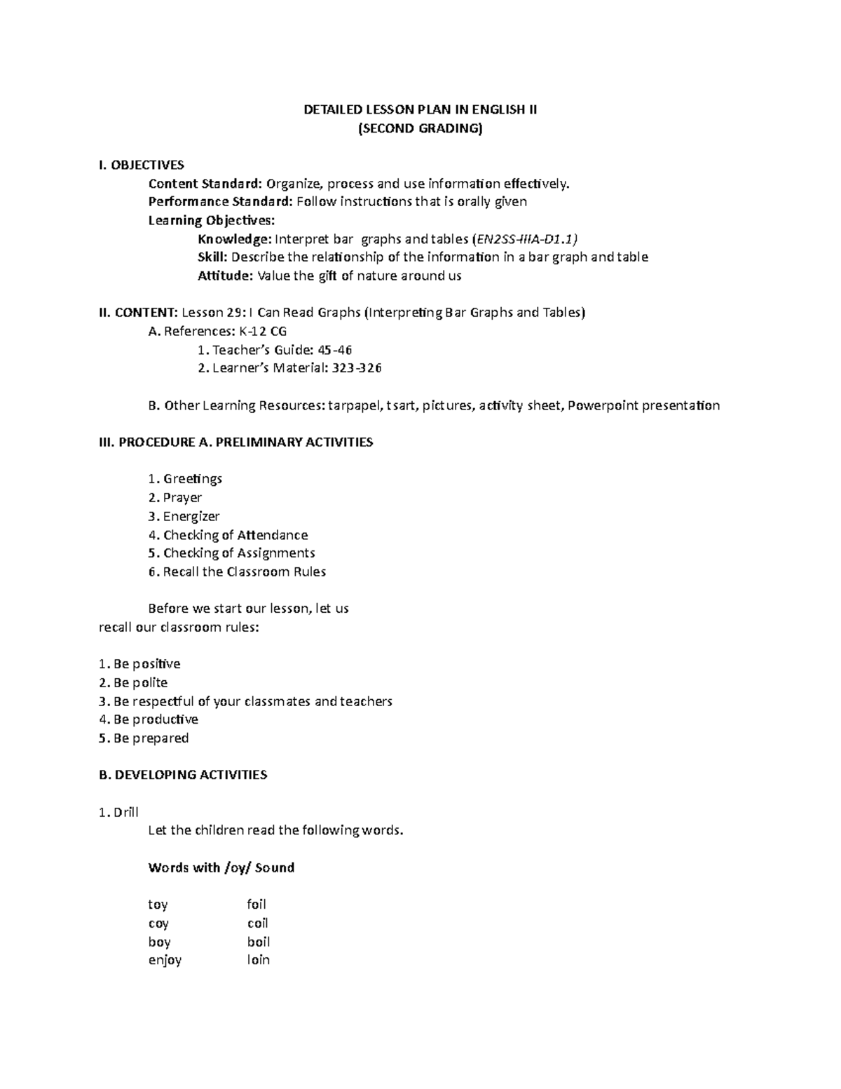 4 A S Lesson PLAN IN English II SEMI Detailed docx - DETAILED LESSON ...
