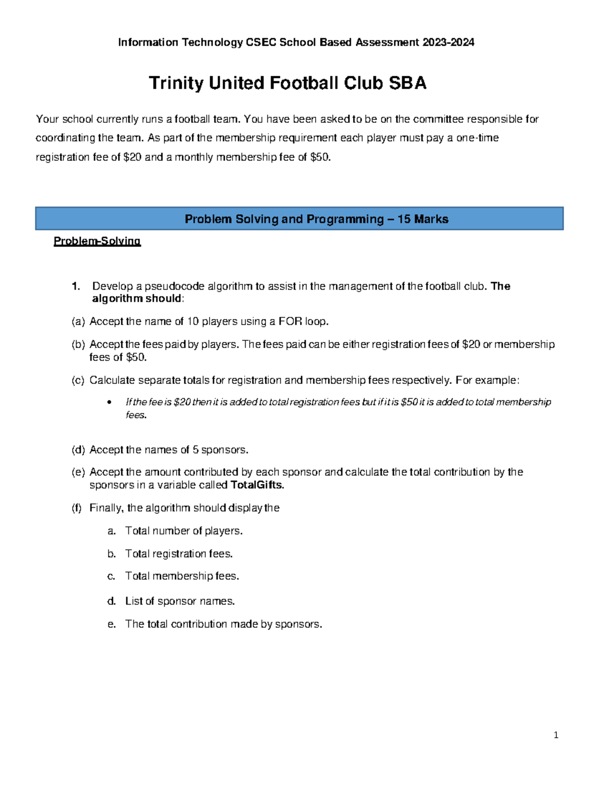 IT SBA 2023-2024 v5 05092023 - Trinity United Football Club SBA Your ...