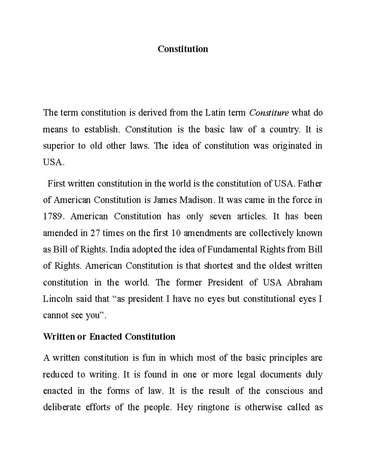 Indian Constitution- An Introduction - Constitution The term ...