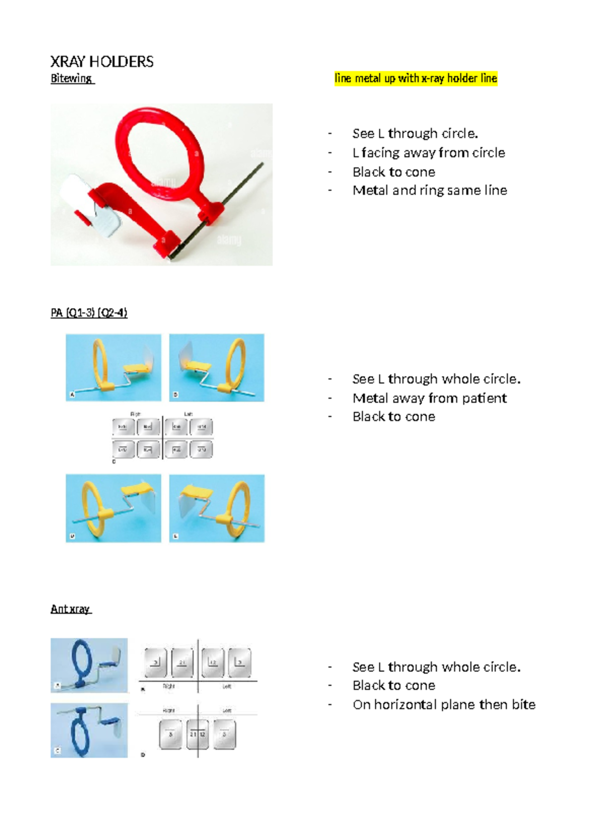XRAY Holders - XRAY HOLDERS Bitewing line metal up with x-ray holder ...