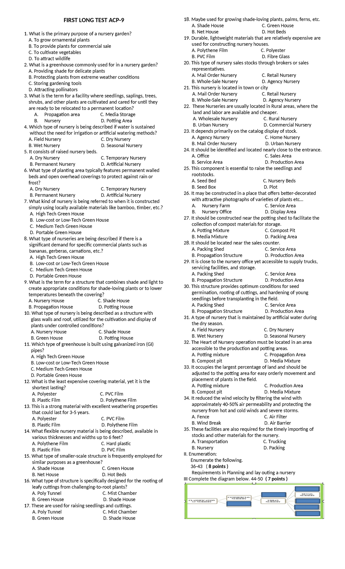 1- long test acp 3rd q - FIRST LONG TEST ACP- 1. What is the primary ...