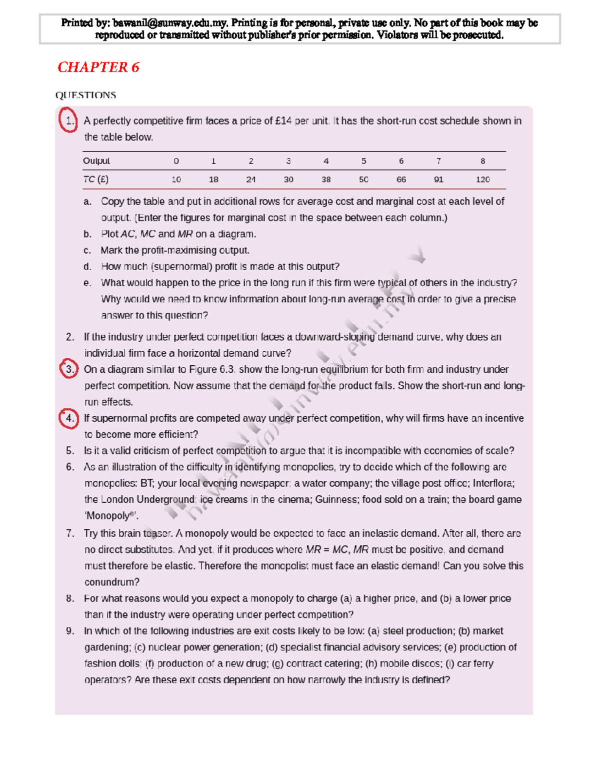 Tutorial 5 ( Perfect Competition) - Principle of economics - - Studocu